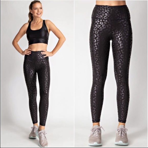 Private Label | Pants & Jumpsuits | Embossed Shiny Leopard Print ...